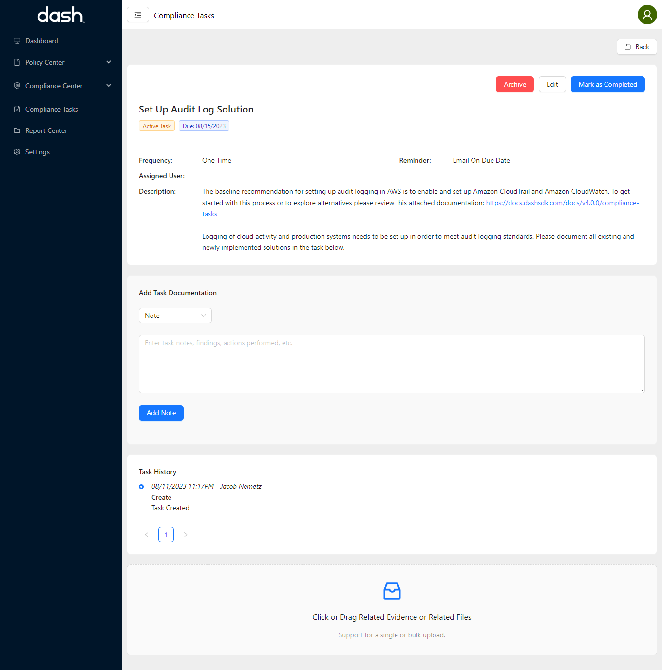 Using Compliance Tasks